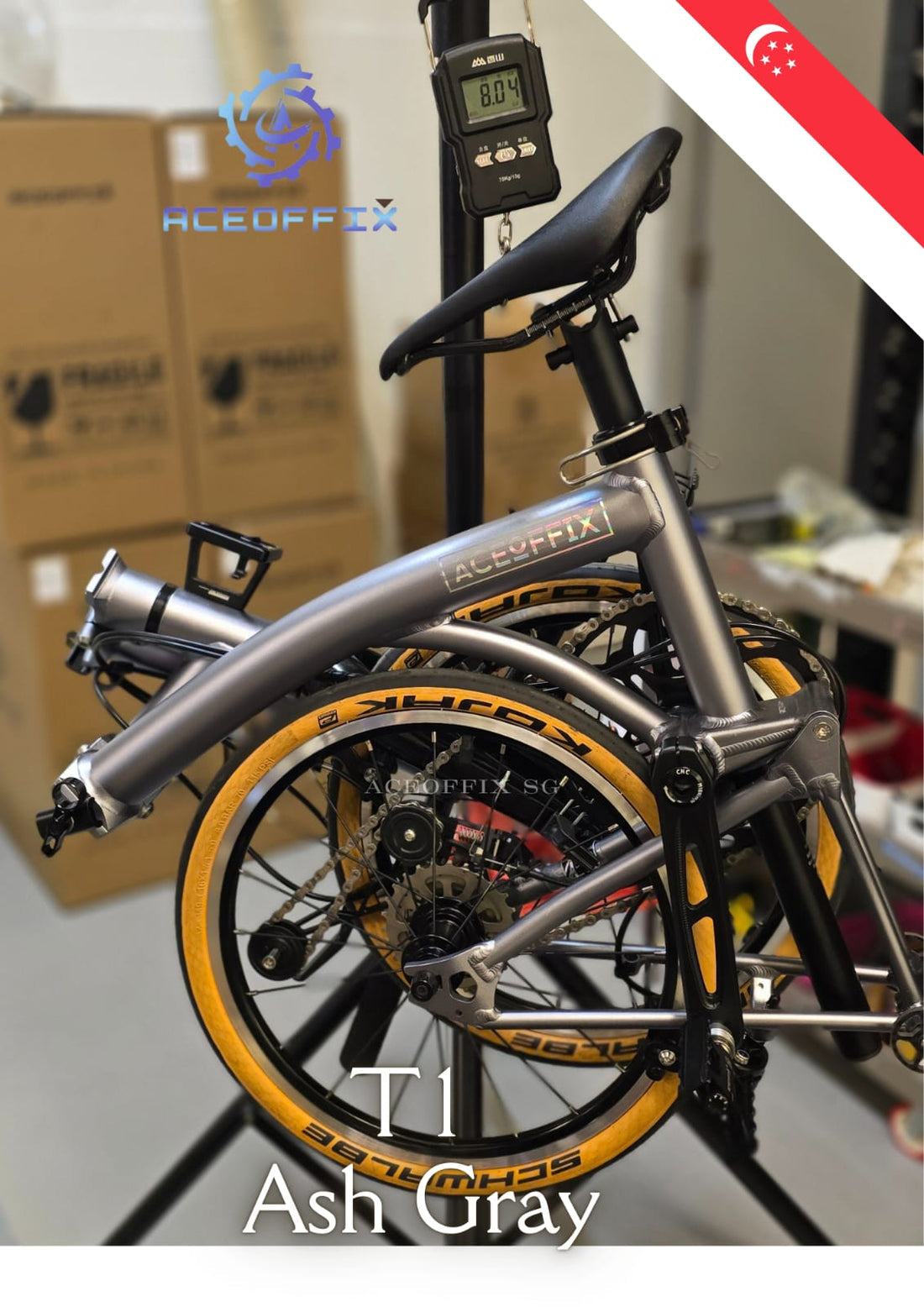 Aceoffix T1 Ultra light 16" Aluminium trifold bike with carbon fork T ...